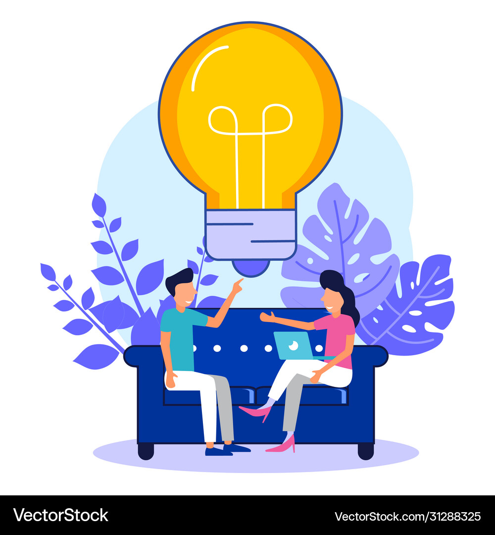Discuss with creative business partners sitting Vector Image