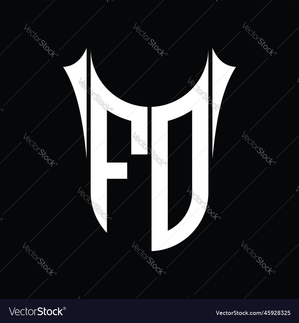 Fd logo monogram shield sharp half round shape Vector Image