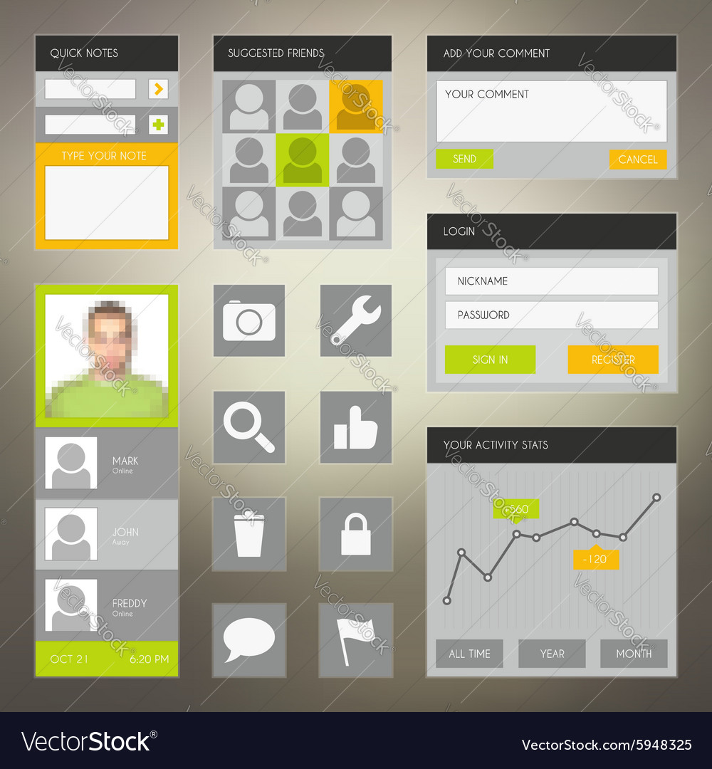 Flat design kit Royalty Free Vector Image - VectorStock