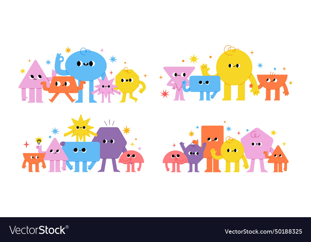 Geometry characters comic funny basic geometric Vector Image