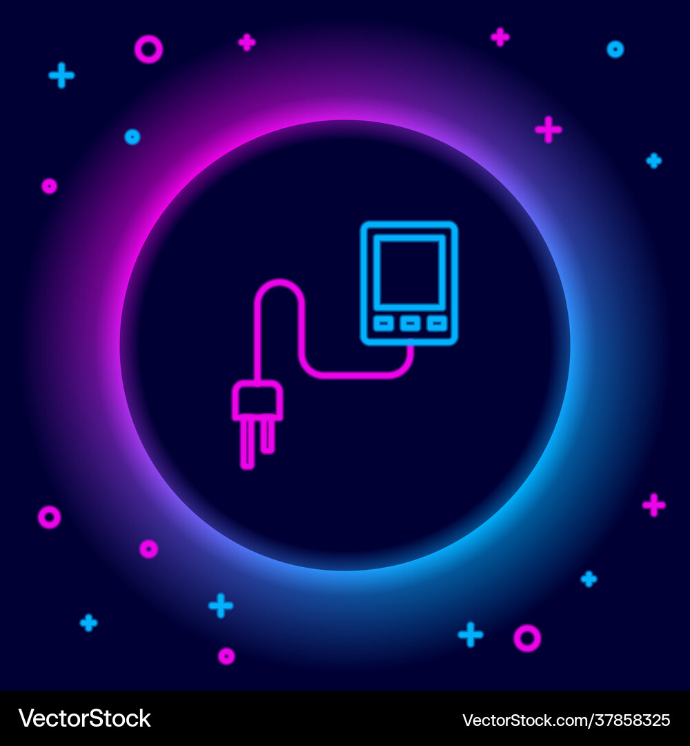 Glowing neon line sensor icon isolated on black Vector Image
