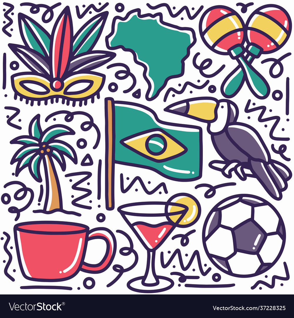 Hand drawn doodle brazil holiday Royalty Free Vector Image