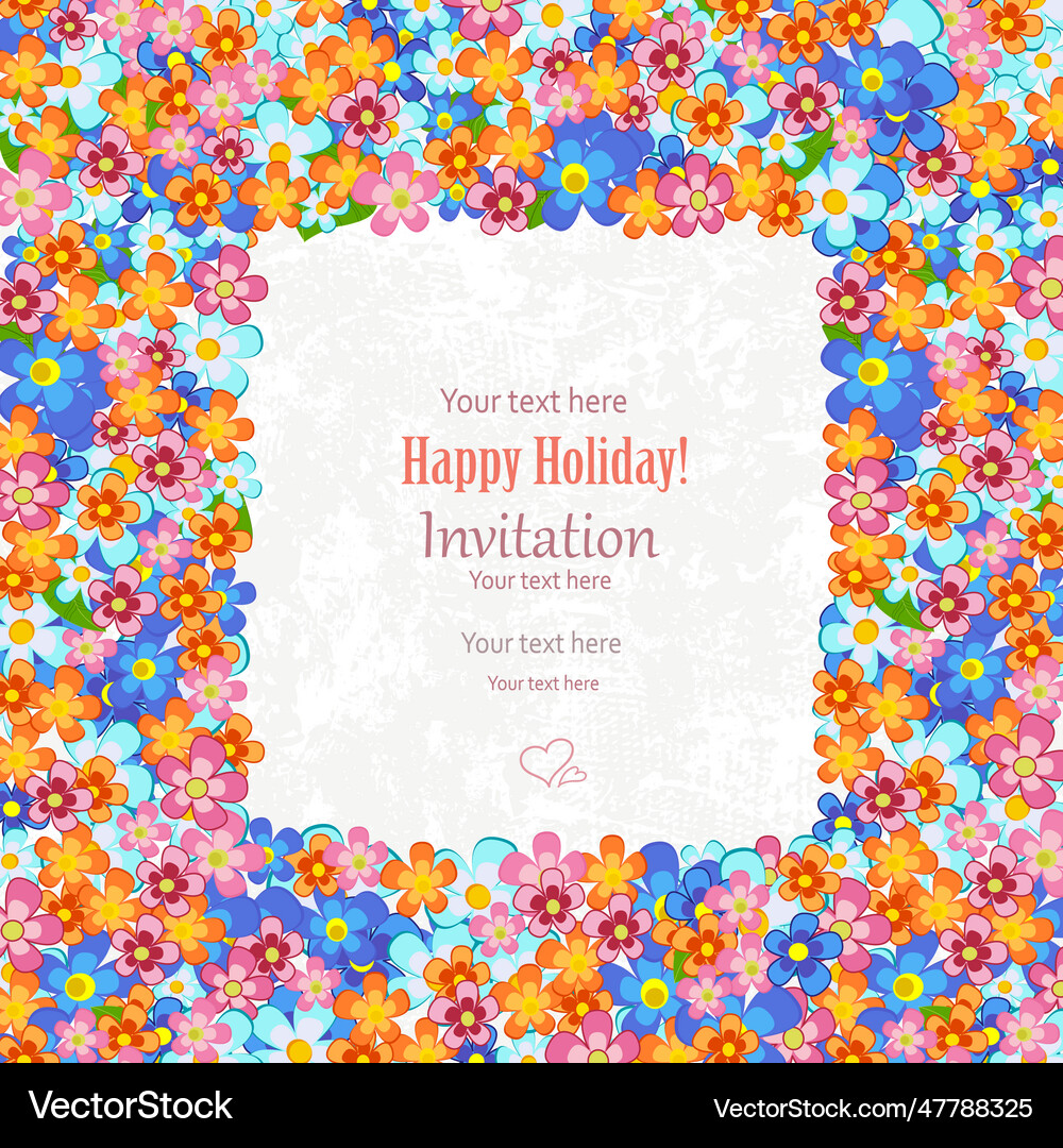 Invitation card with frame of colorful tiny Vector Image