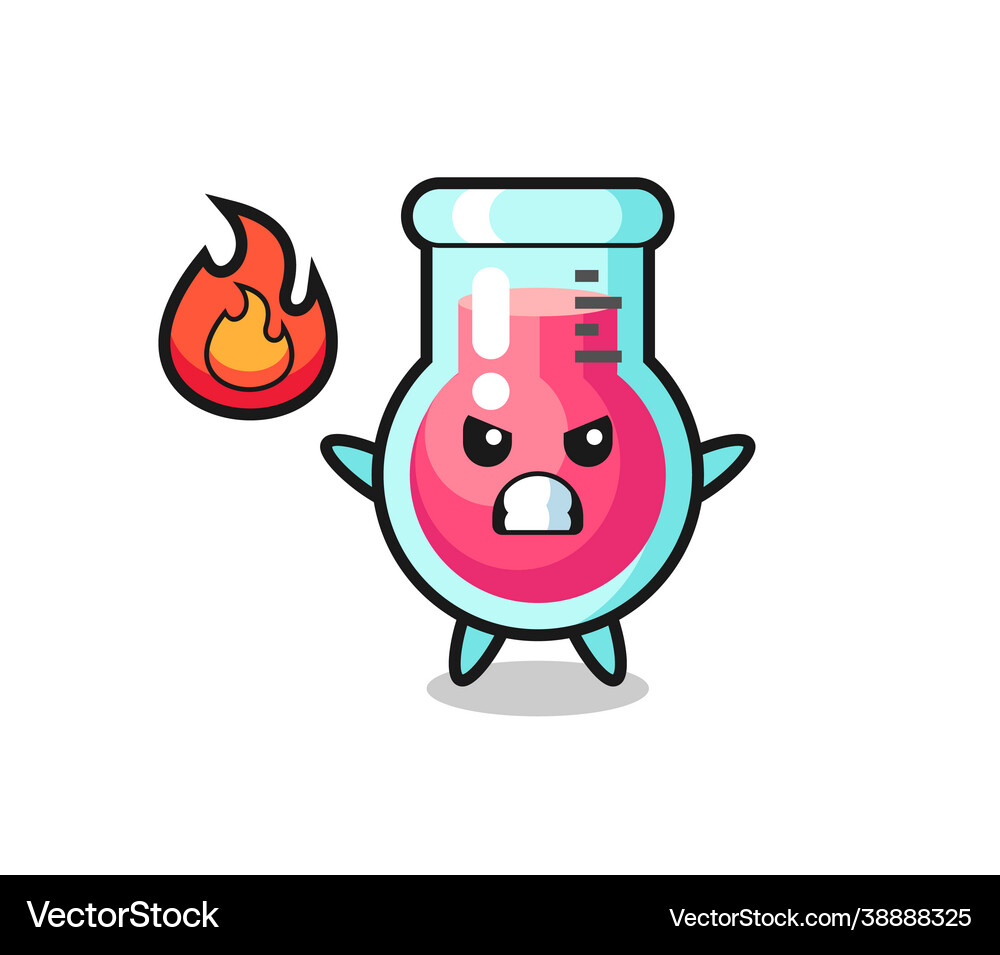 Laboratory beaker character cartoon with angry Vector Image