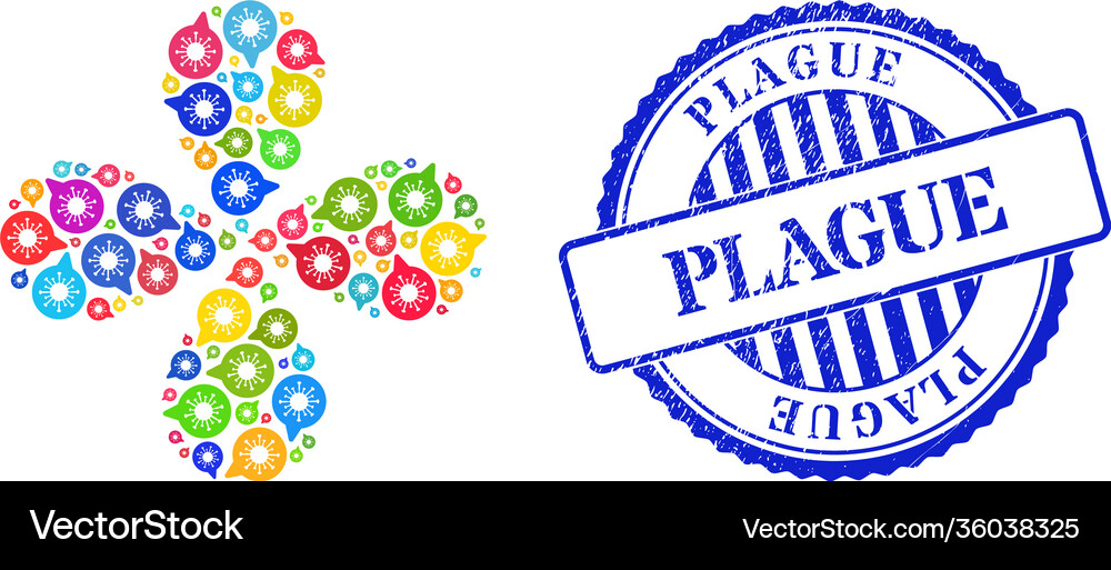 Plague textured rubber imprint and viral message Vector Image