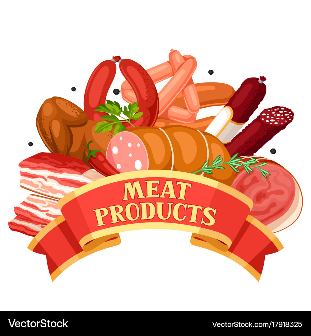 Ribbon with meat products Royalty Free Vector Image