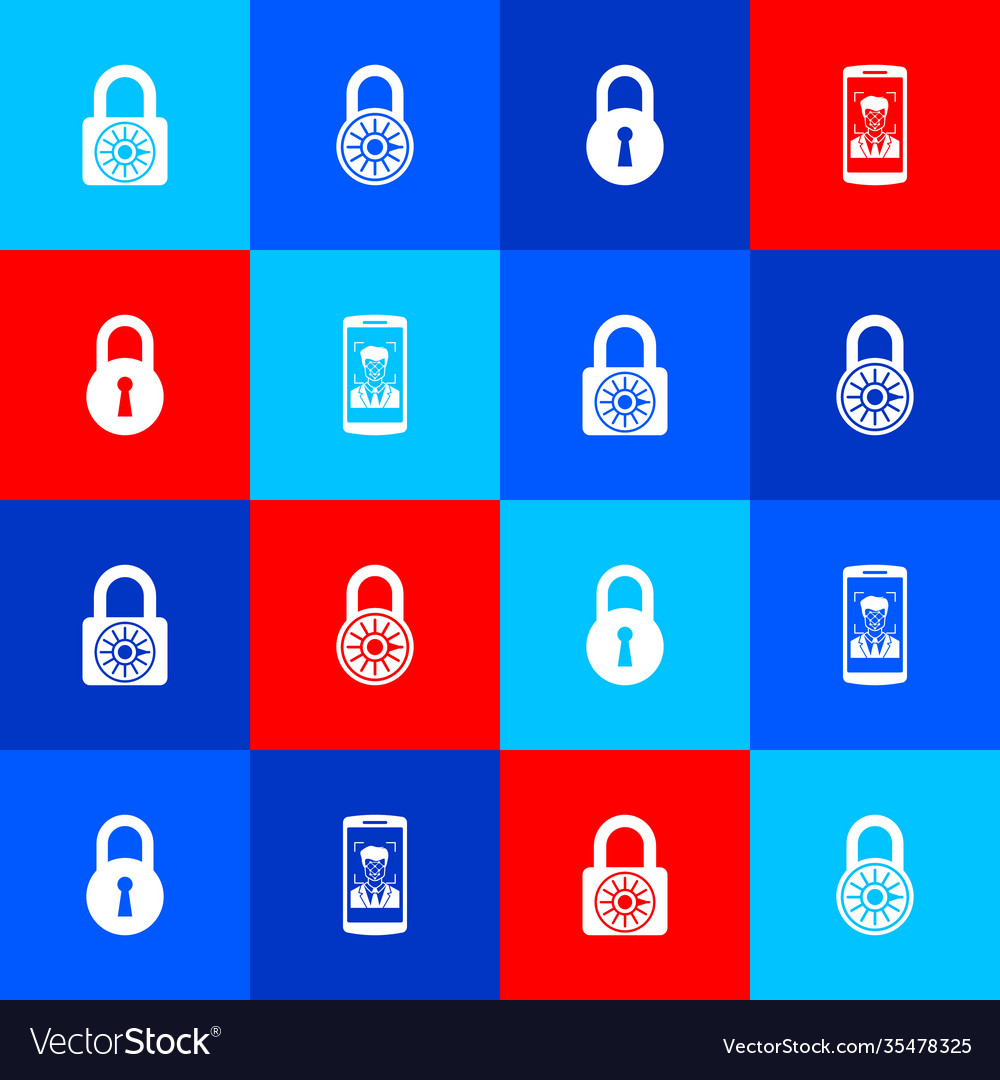 Set Safe Combination Lock Wheel Lock And Mobile Vector Image