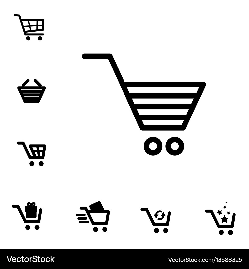 Shopping cart icon set isolated Royalty Free Vector Image