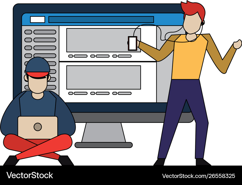 Social media network chatting cartoon Royalty Free Vector