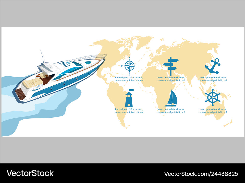 Top view speed boat on water poster Royalty Free Vector