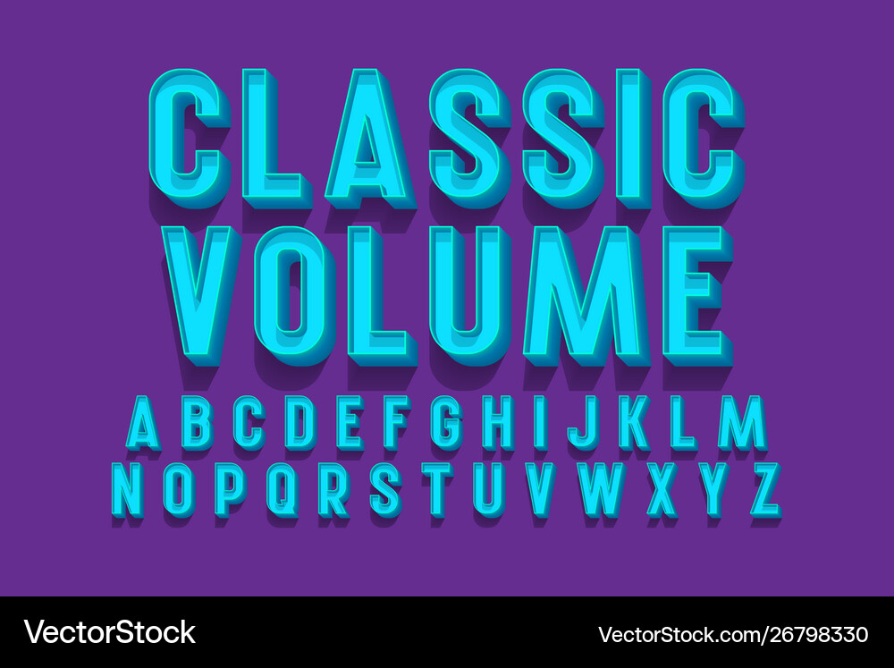 Classic volume isolated english alphabet 3d Vector Image
