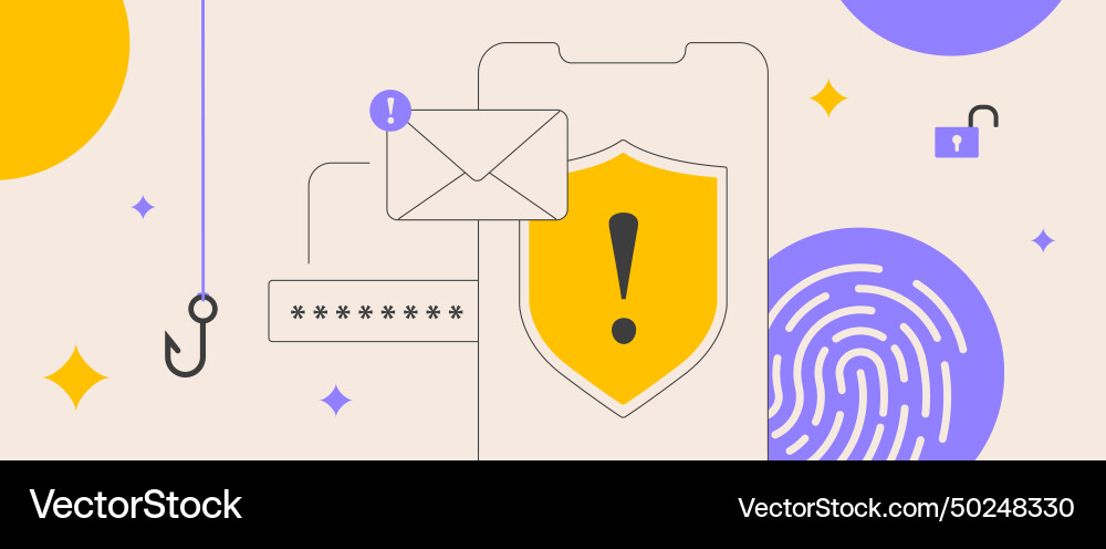 E-mail phishing mobile fraud alert scam malware Vector Image