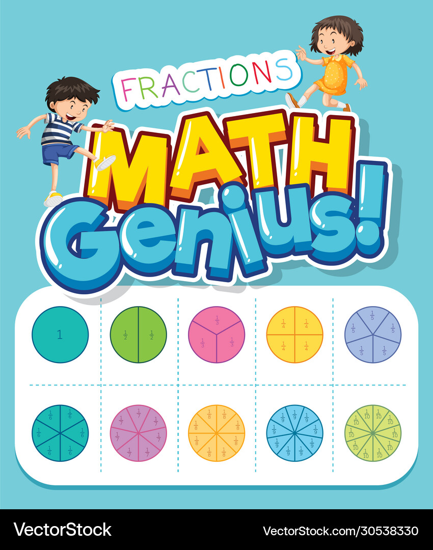 Font design for word math genius with kids and Vector Image