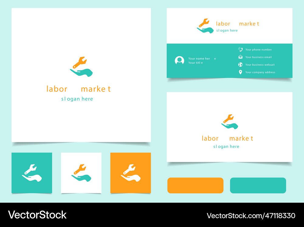 Labor market logo design with editable slogan Vector Image