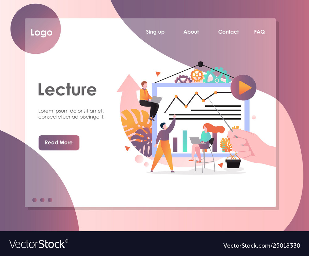 Lecture website landing page design Royalty Free Vector