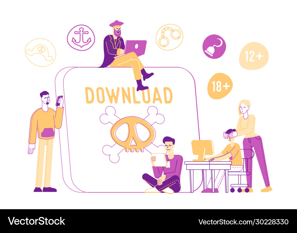 Pirate content free download concept characters Vector Image