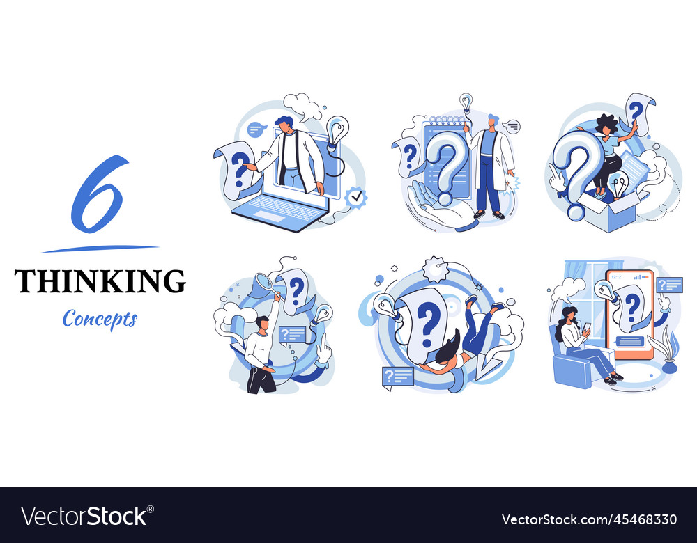 Problem solving concept woman wondering Royalty Free Vector Problem solving concept woman wondering Royalty Free Vector