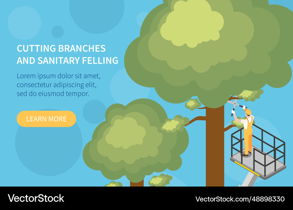 Sanitary felling isometric banner Royalty Free Vector Image