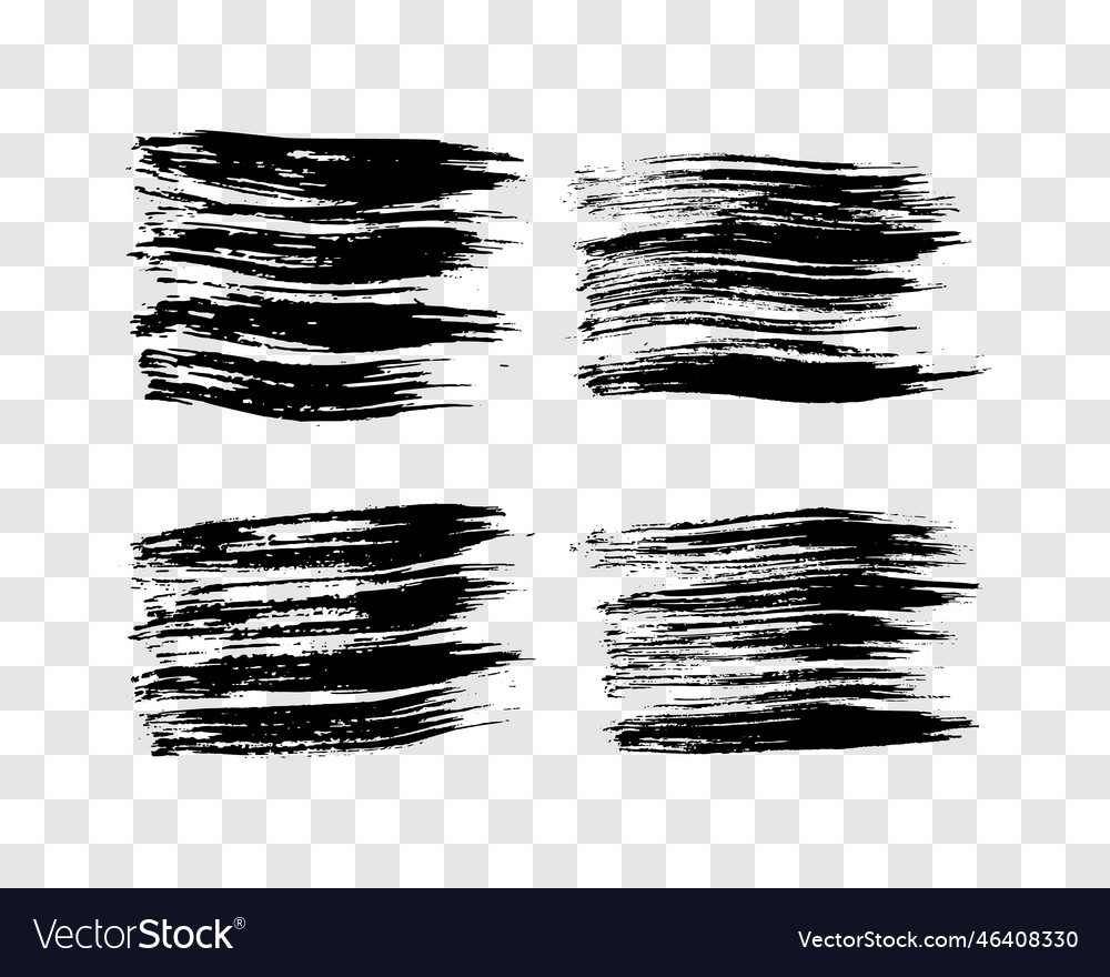 Set of black hand drawn brush strokes Royalty Free Vector