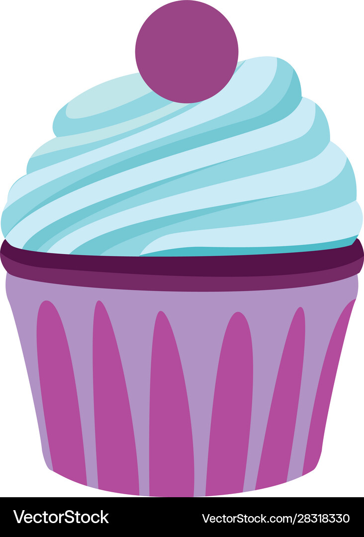 Sweet cupcake icon flat and colorful design Vector Image