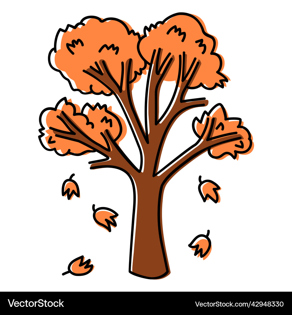 Tree with autumn leaves high quality Royalty Free Vector