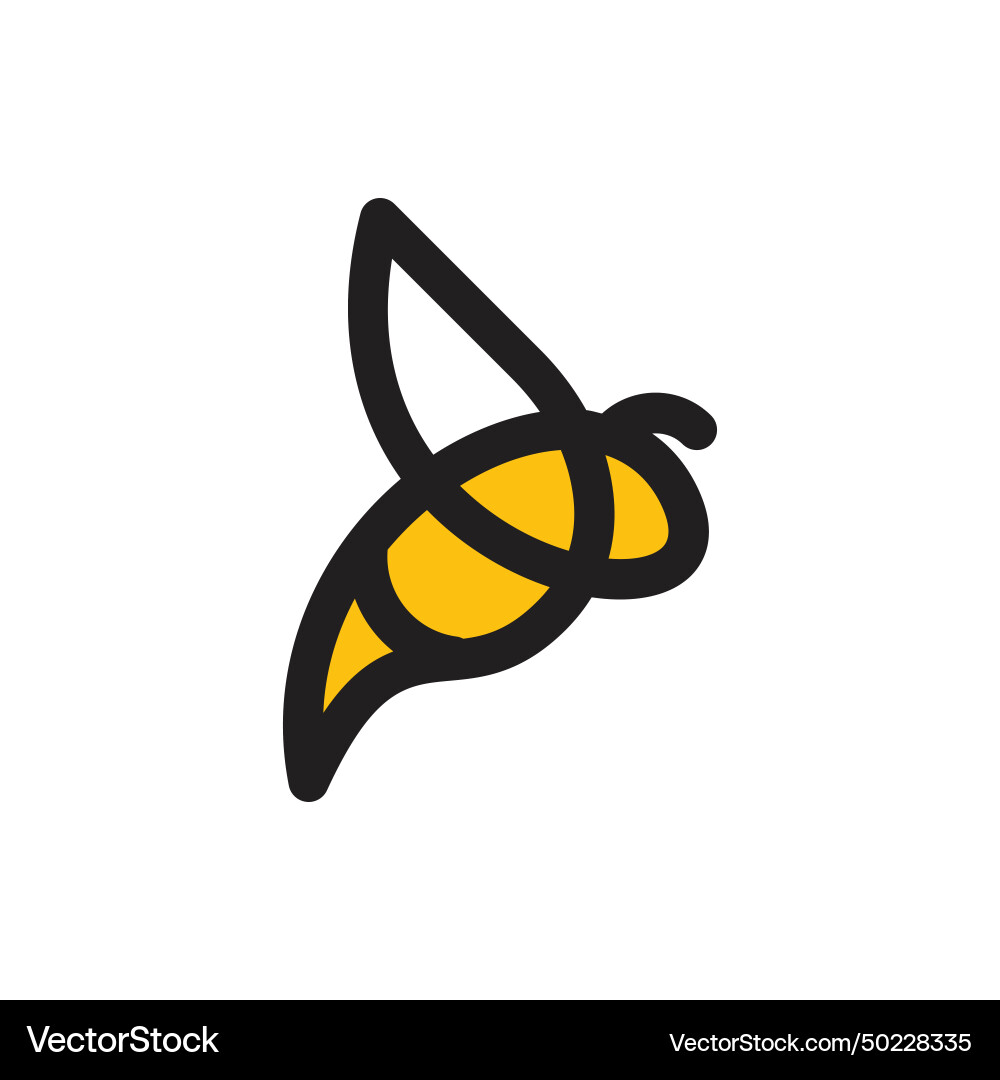 Bee line art symbol logo design isolated Vector Image