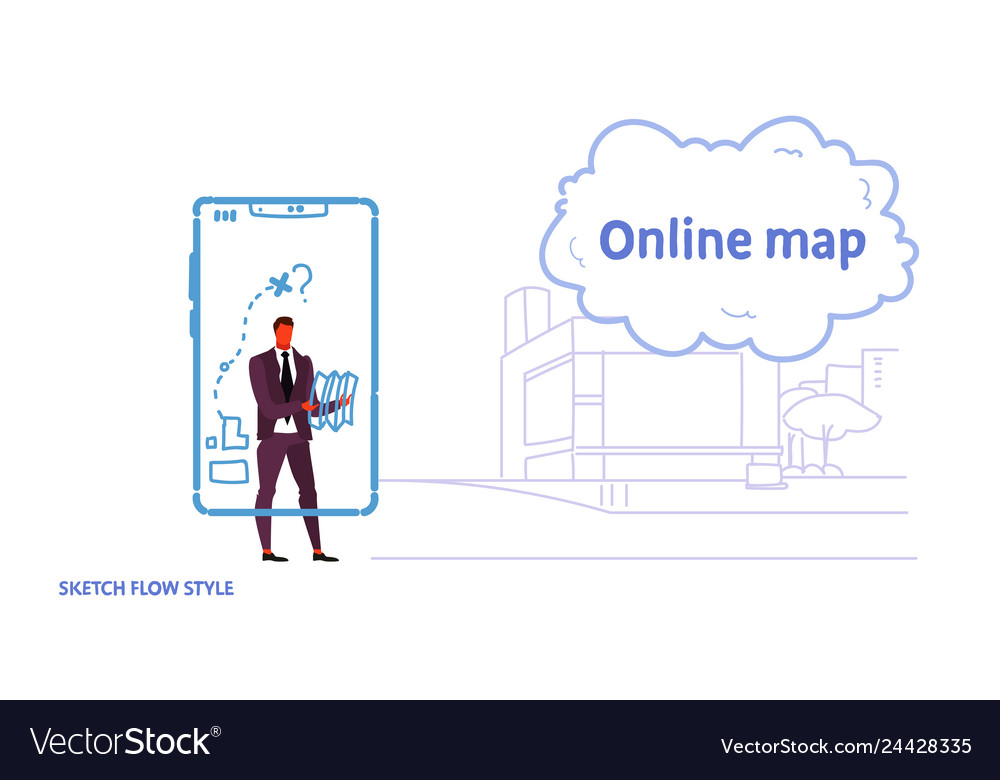 Business man using gps navigation mobile Vector Image Business man using gps navigation mobile Vector Image