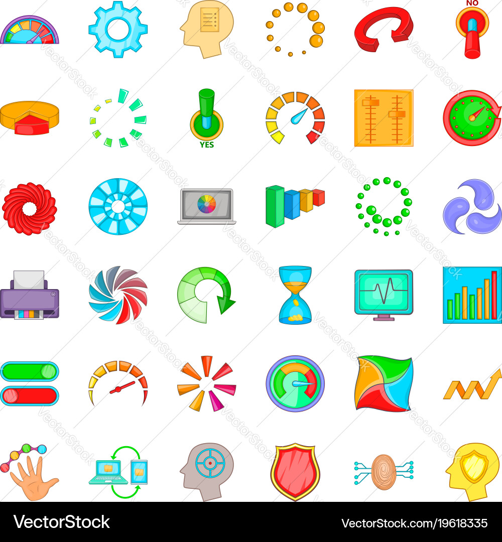 Circular icons set cartoon style Royalty Free Vector Image