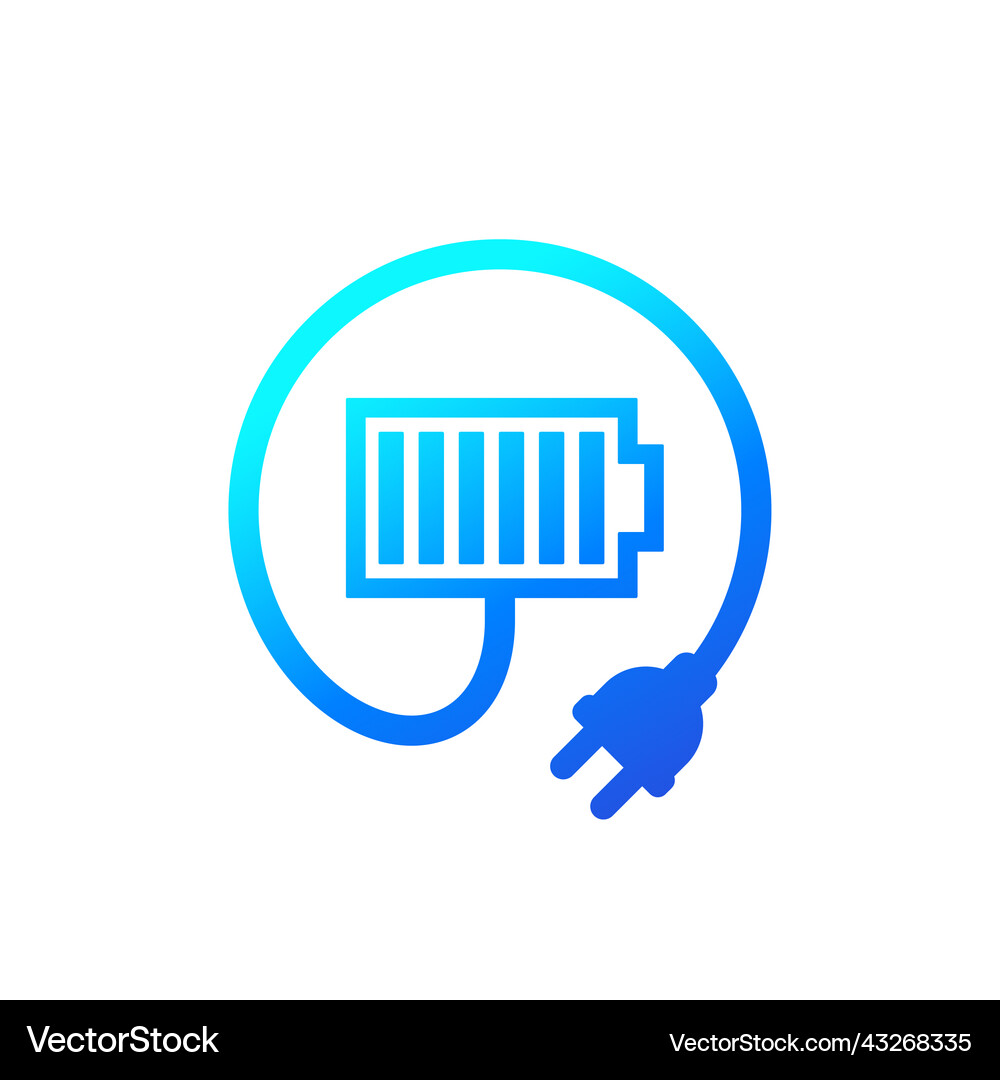 Electric plug and a battery icon on white Vector Image