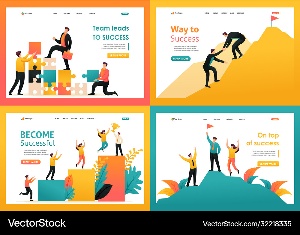 Flat 2d on topic of achieving success Royalty Free Vector