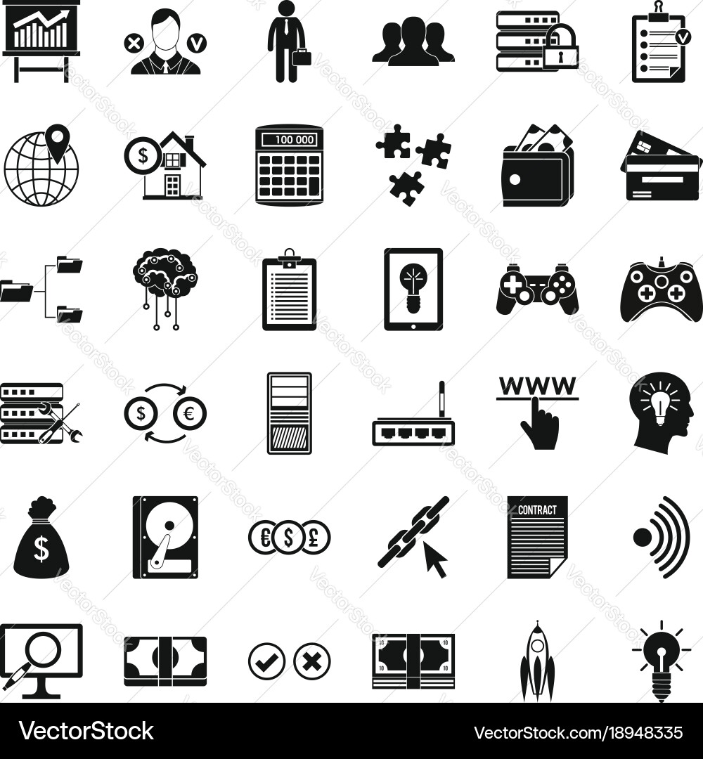 Internet business icons set simple style Vector Image