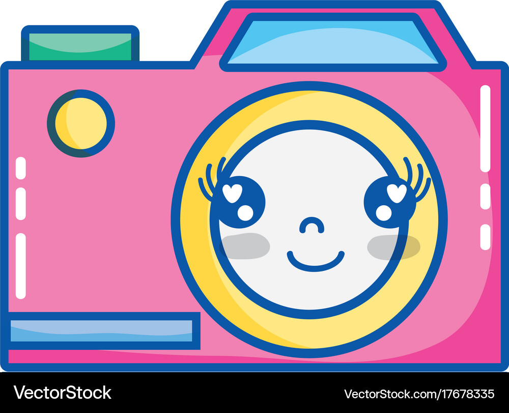 Kawaii cute happy digital camera Royalty Free Vector Image