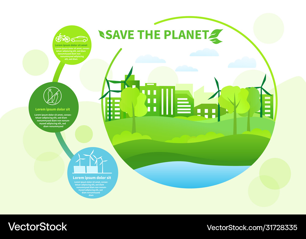 Save planet concept with green energy Royalty Free Vector