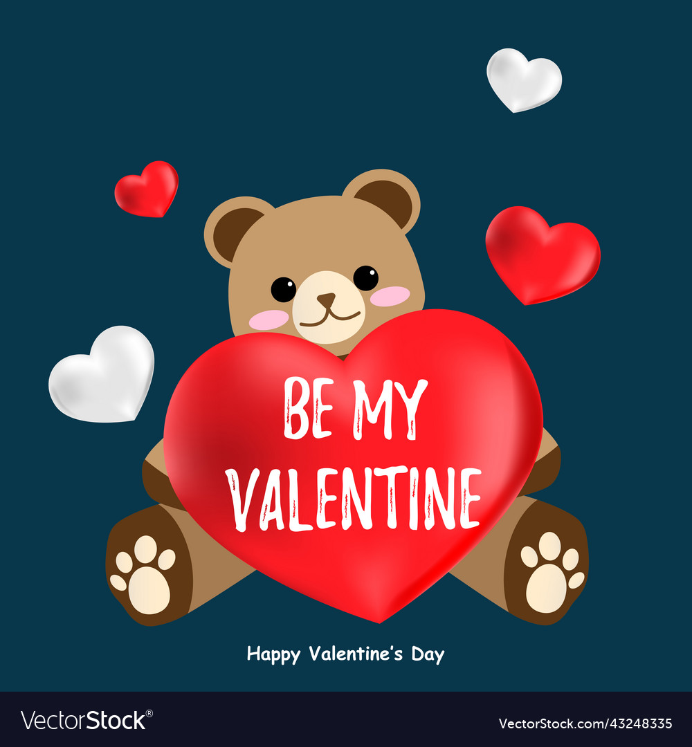 Valentine's Day Bear Heart Royalty Free Vector Image