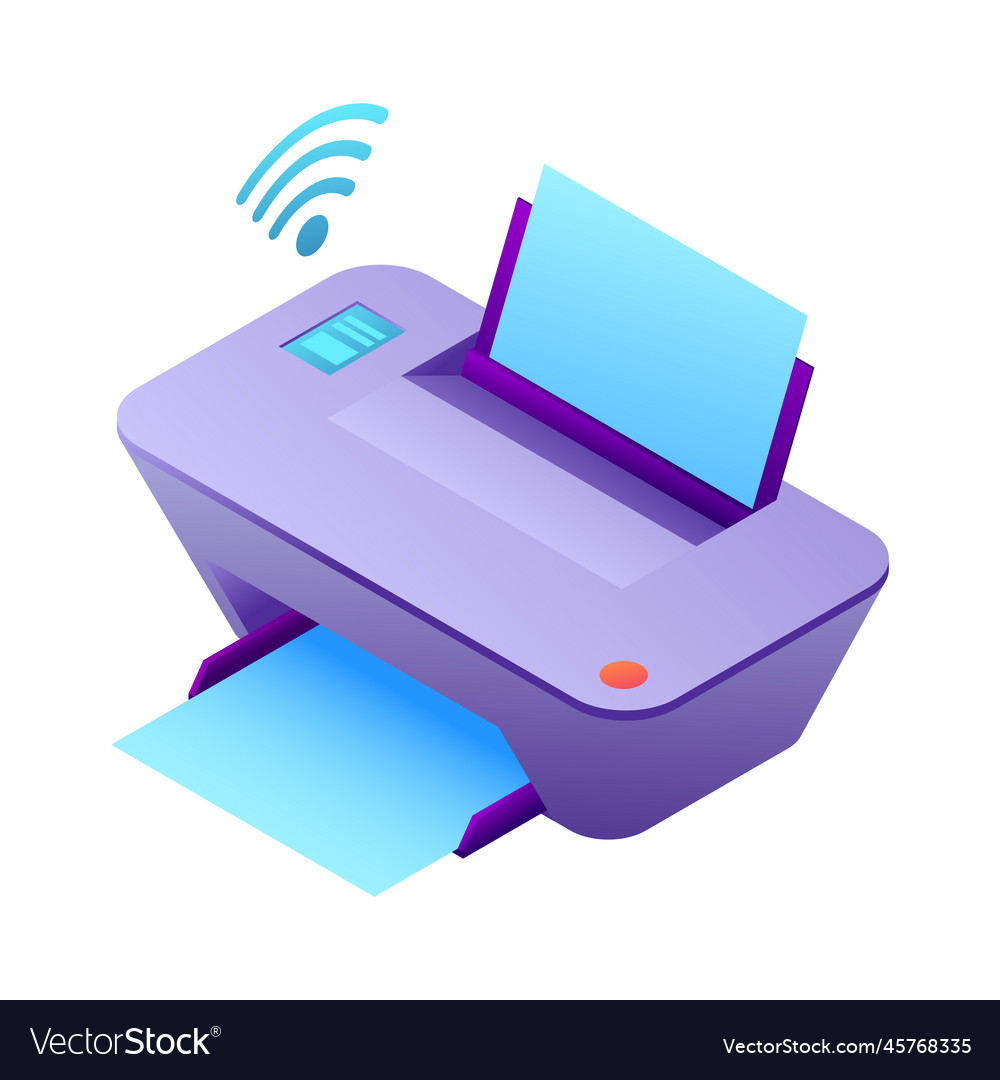 Wireless office printer composition Royalty Free Vector