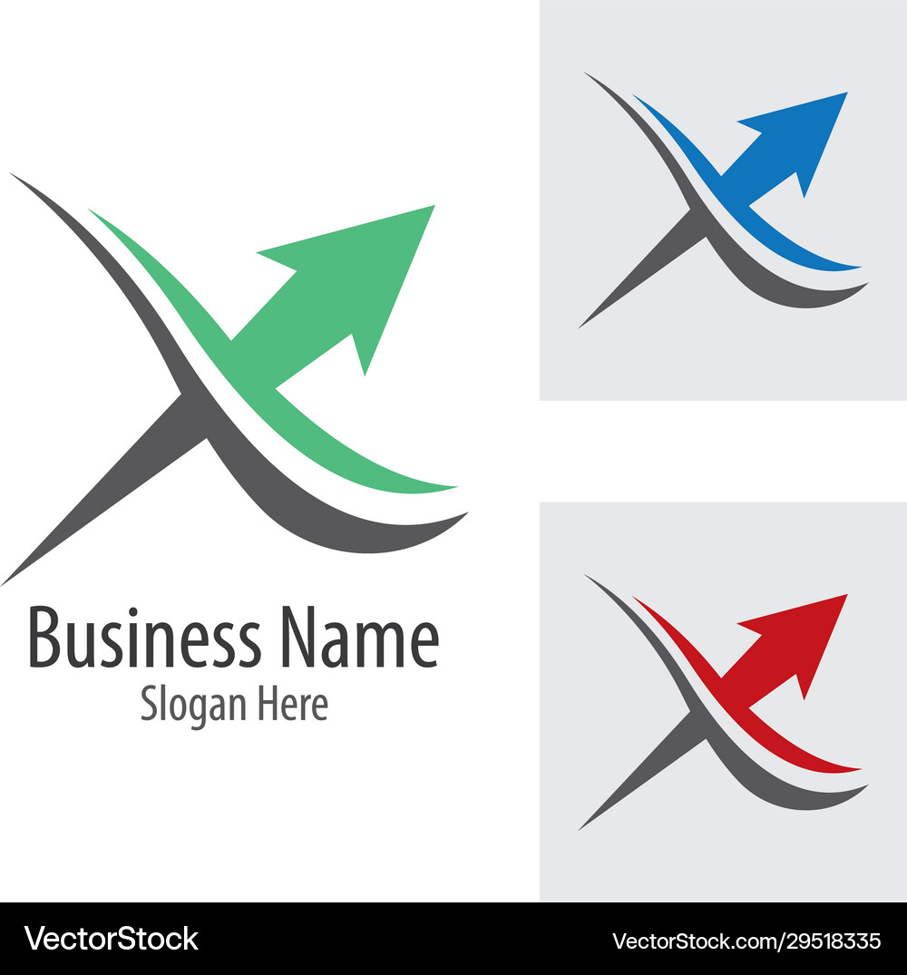 X letter with arrow logo icon Royalty Free Vector Image