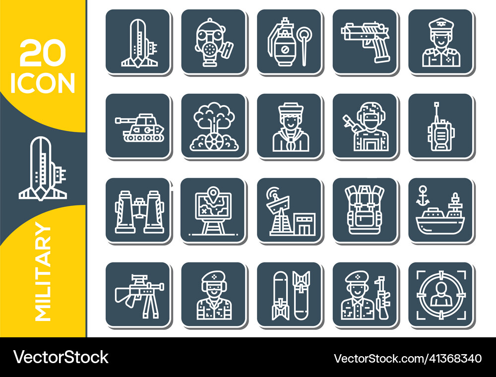 Army and military icon set with white background Vector Image