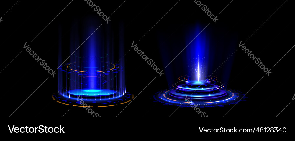 Blue glowing neon game portal - realistic Vector Image