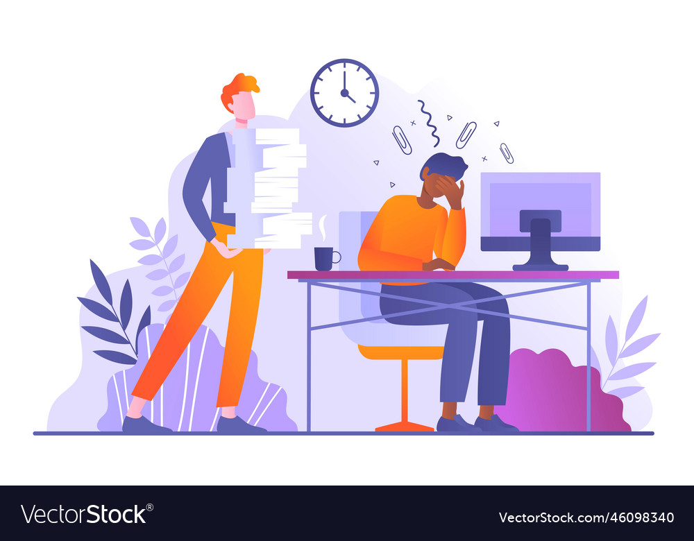 Burnout at work Royalty Free Vector Image - VectorStock