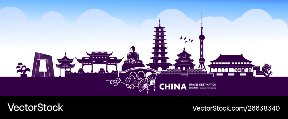 China travel destination Royalty Free Vector Image
