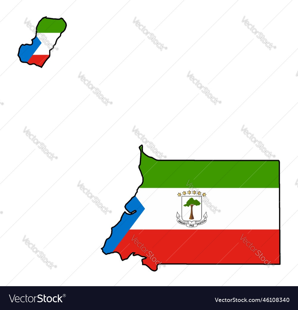 Equatorial guinea silhouette flag map Royalty Free Vector Equatorial guinea silhouette flag map Royalty Free Vector