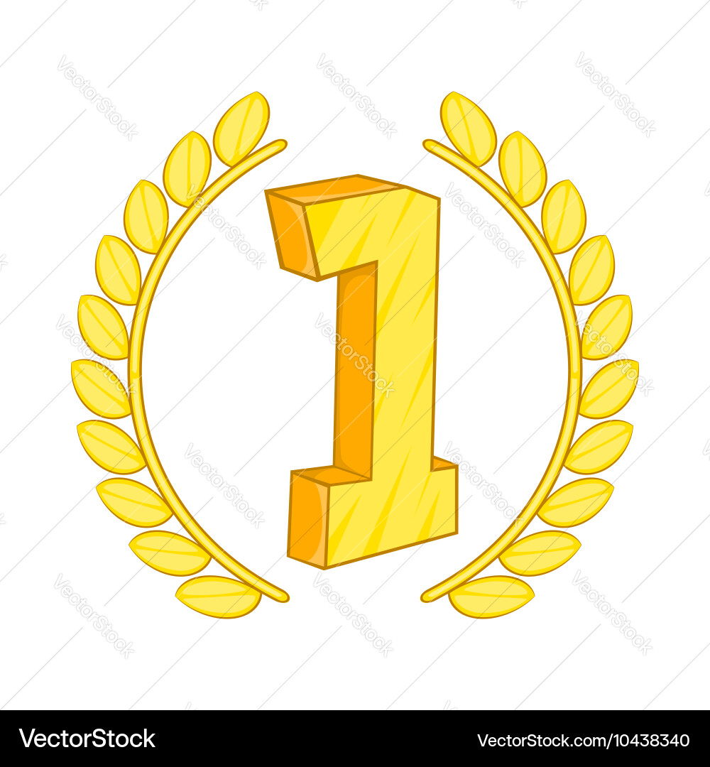 First place laurel label icon cartoon style Vector Image