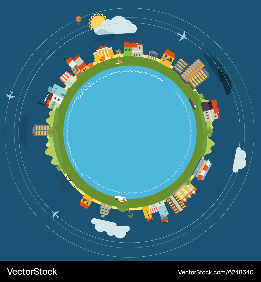 Flat design of the earth Royalty Free Vector Image