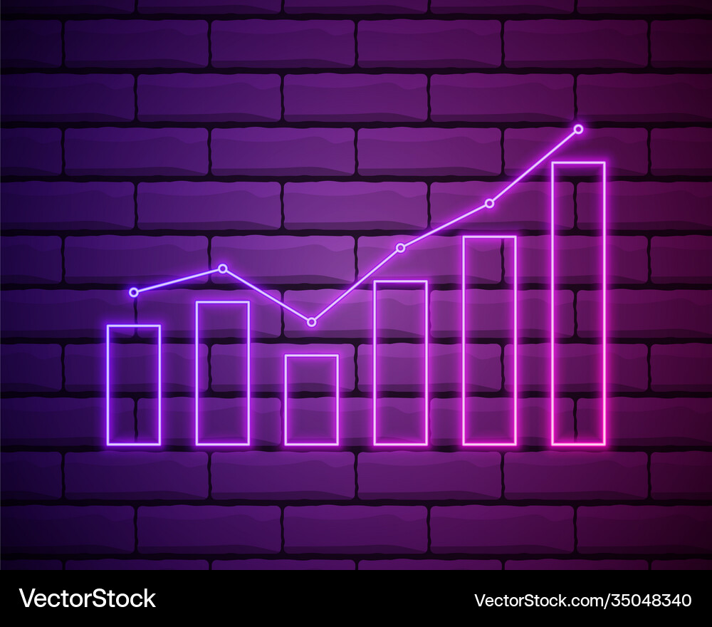 Glowing neon financial growth icon isolated Vector Image