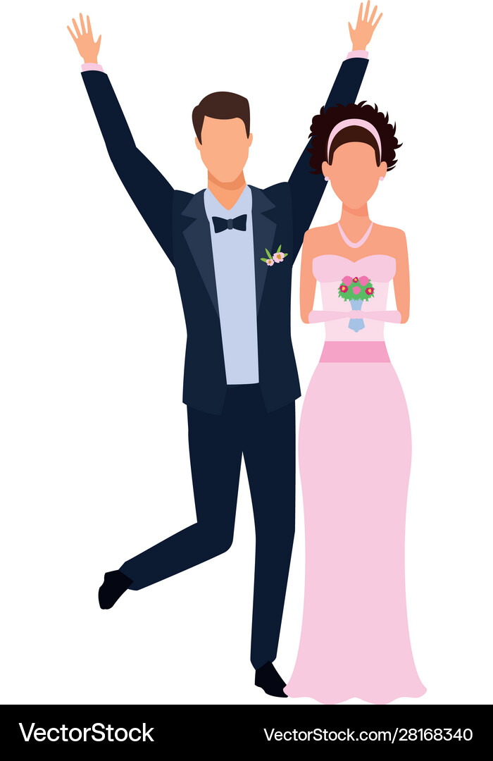 Happy groom and bride icon flat design Royalty Free Vector