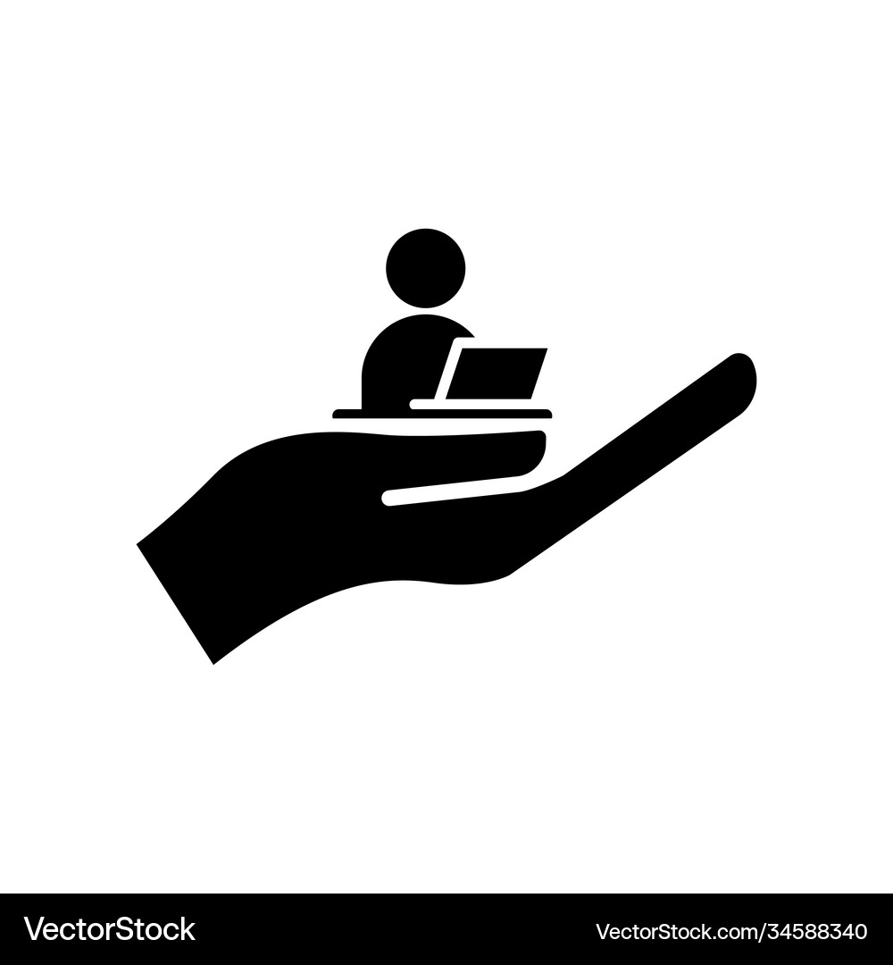 Icon works with laptop on hand design template Vector Image