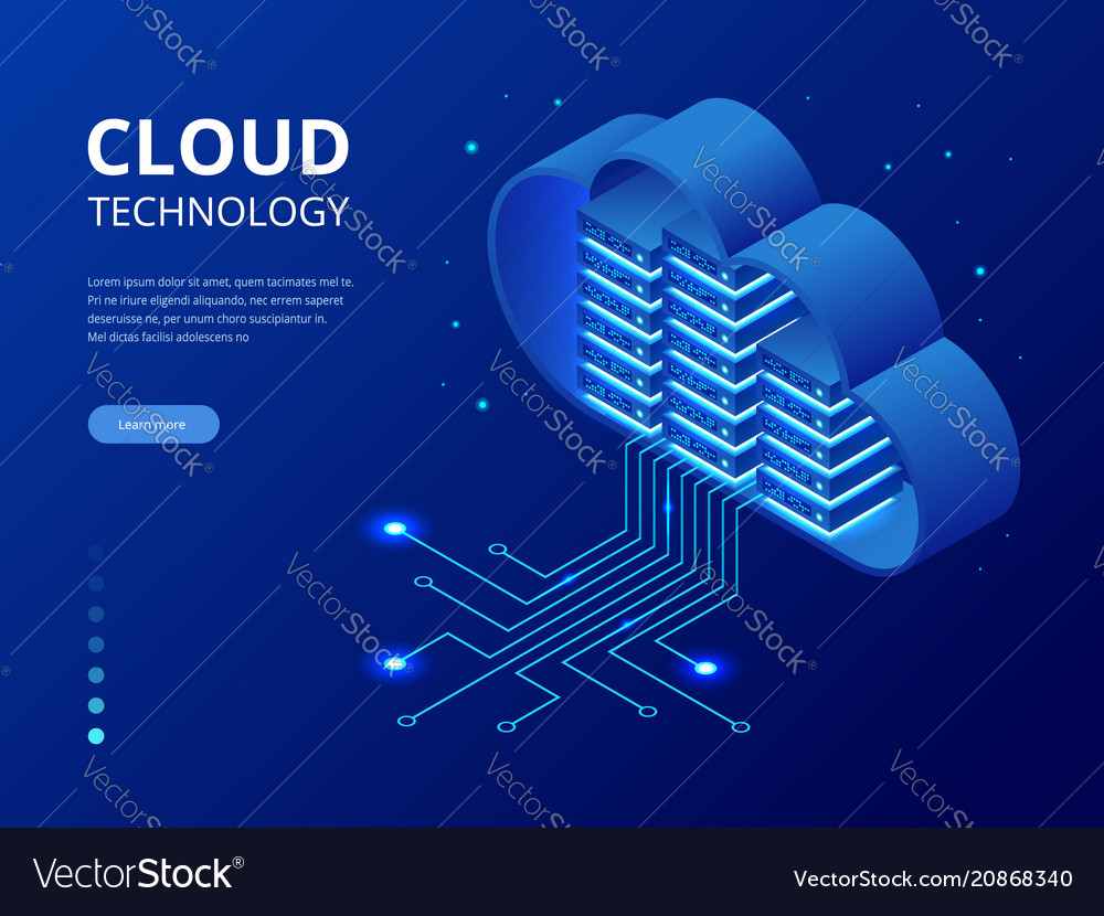 Isometric modern cloud technology and networking Vector Image