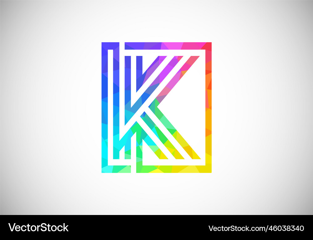 Low poly line letter k graphic alphabet symbol Vector Image