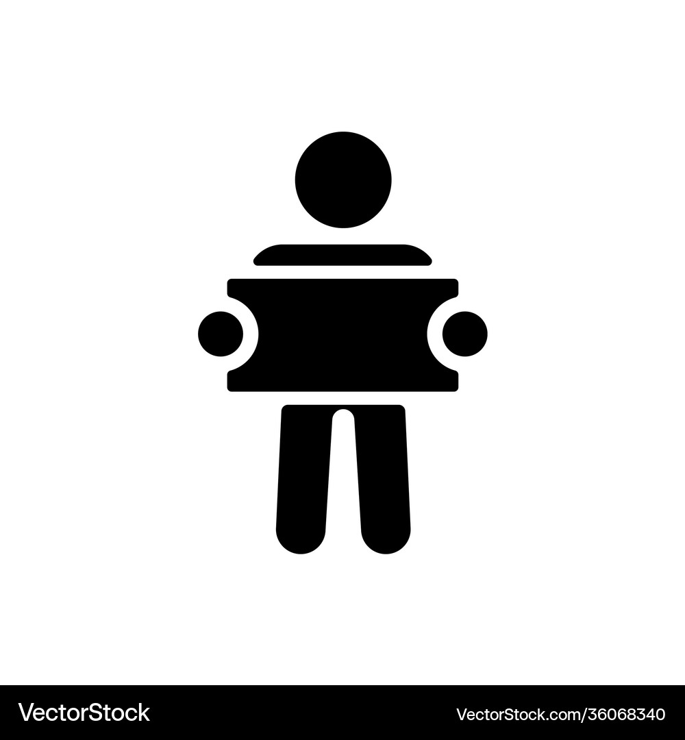 Man standing and holding hands banner glyph icon Vector Image