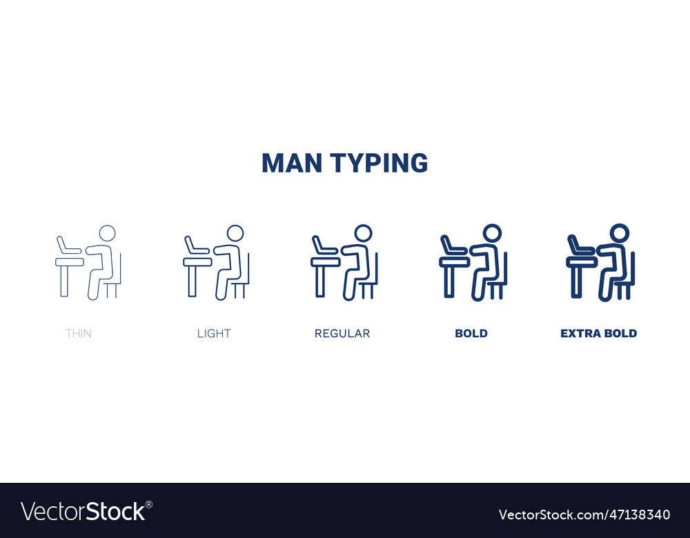 Man typing icon thin light regular bold black Vector Image